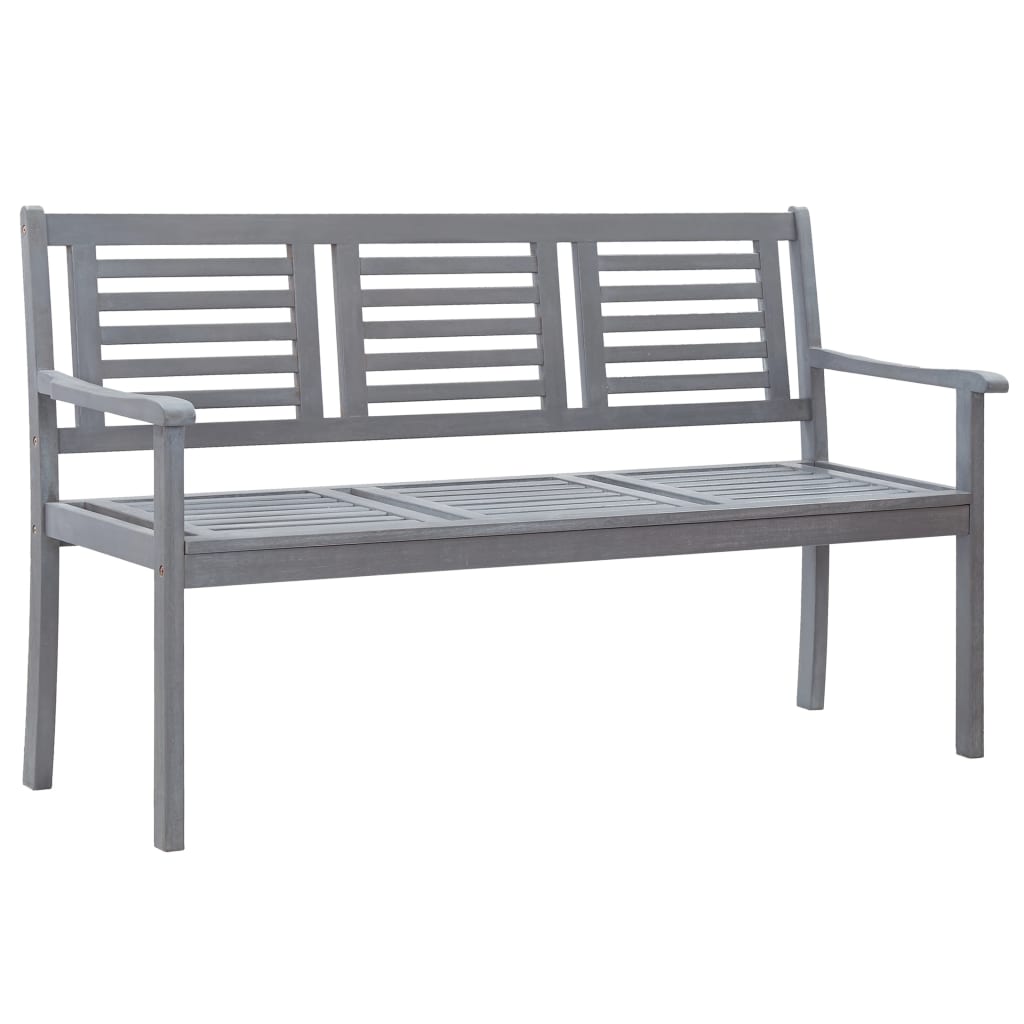 vidaXL 3-Seater Garden Bench 150 cm Grey Solid Eucalyptus Wood | vidaXL ...