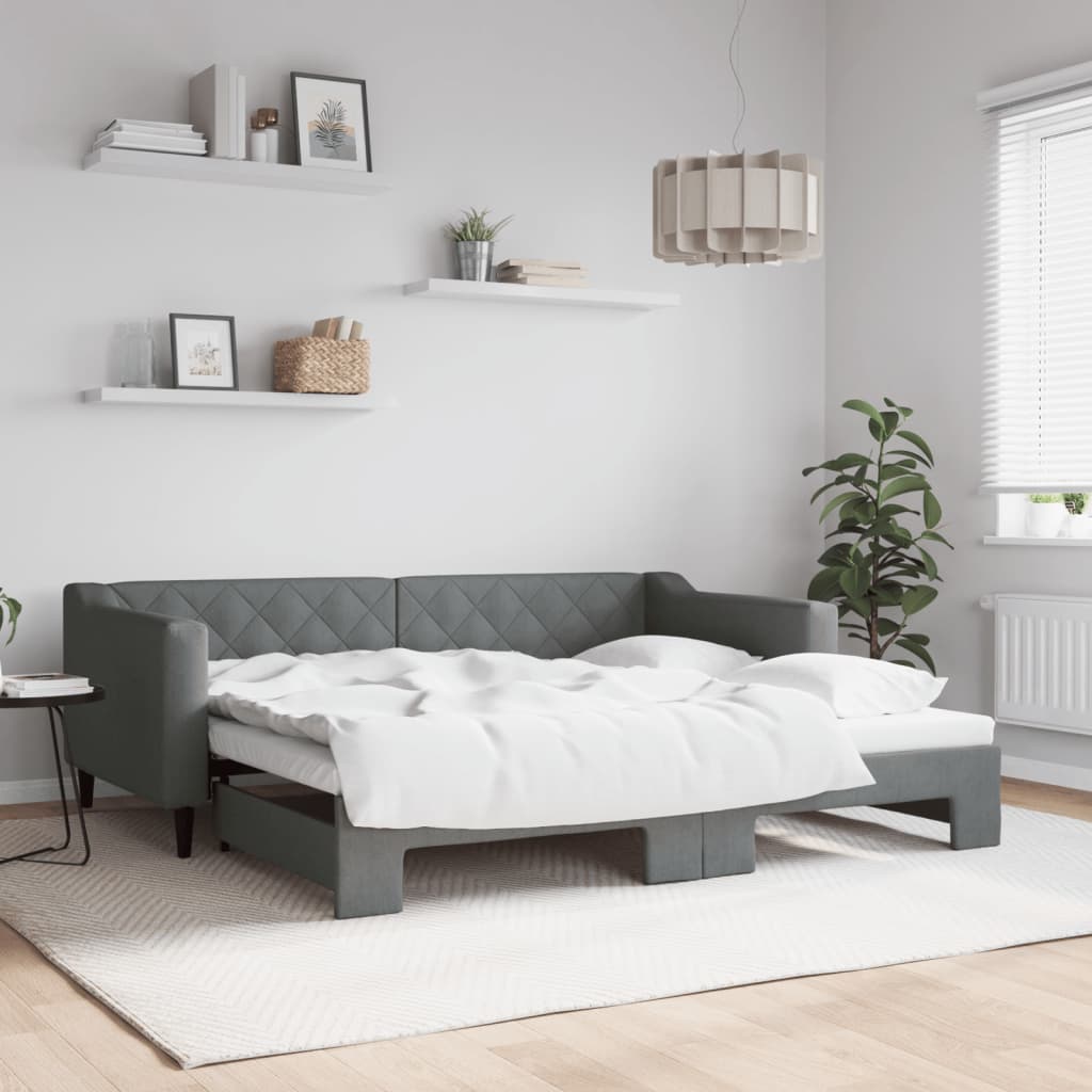 vidaXL Daybed with Trundle without Mattress Dark Grey 90x190 cm ...