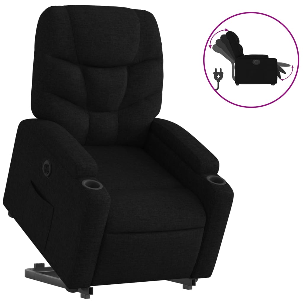 vidaXL Electric Stand up Recliner Chair Black Fabric | vidaXL.com.au