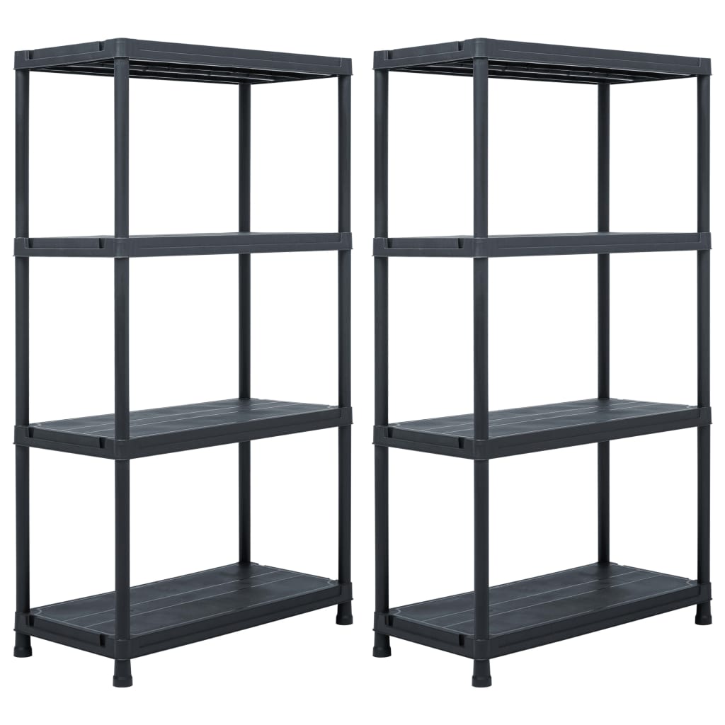 vidaXL Storage Shelf Racks 2 pcs Black 60x30x138 cm Plastic | vidaXL.com.au