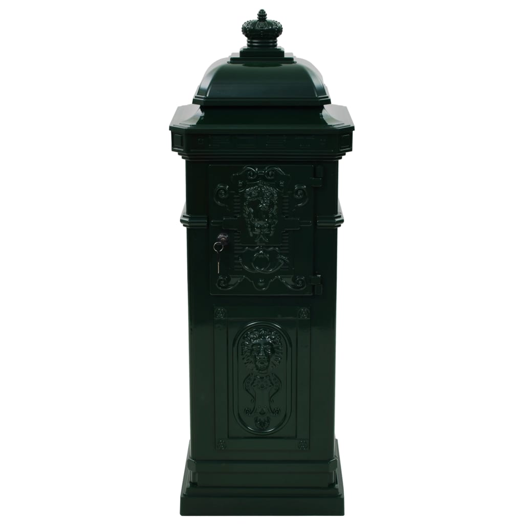 vidaXL Pillar Letterbox Aluminium Vintage Style Rustproof Green ...