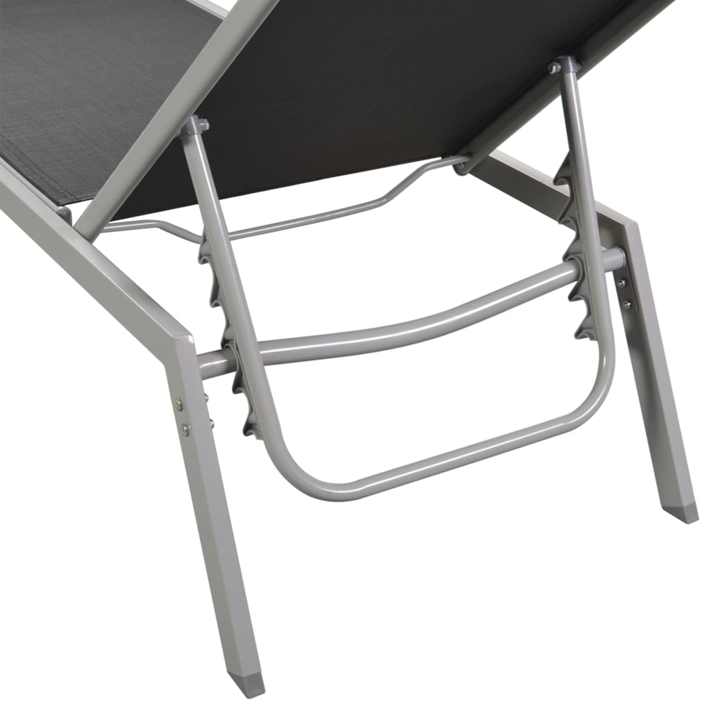 vidaXL Sun Lounger Steel and Textilene Black | vidaXL.com.au
