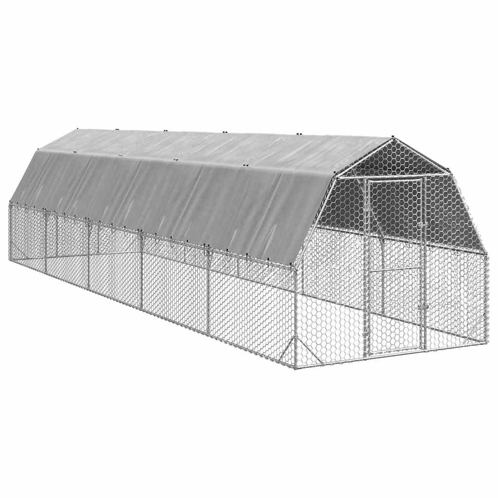 vidaXL Chicken Run with Roof 2.5x10x2.25 m Galvanised Steel | vidaXL.com.au