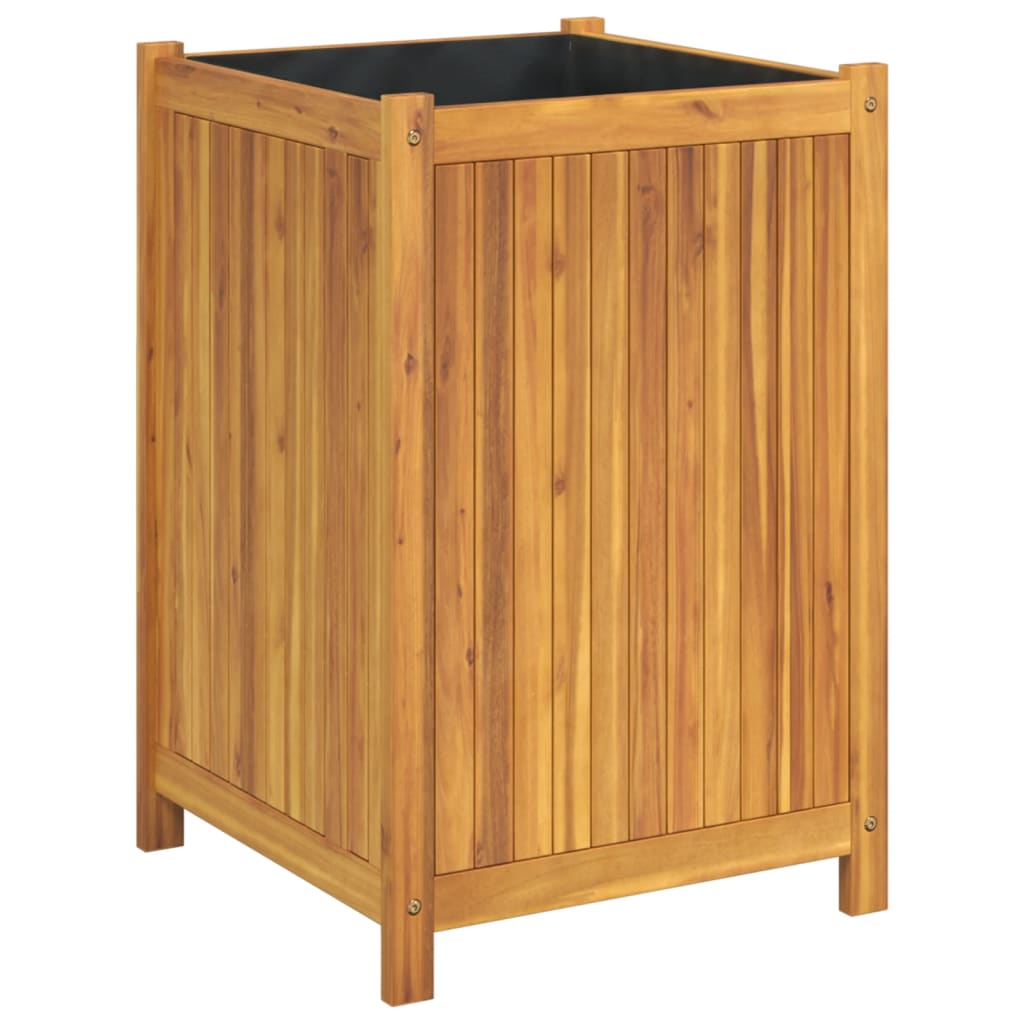 vidaXL Garden Planter with Liner 50x50x75 cm Solid Wood Acacia | vidaXL ...