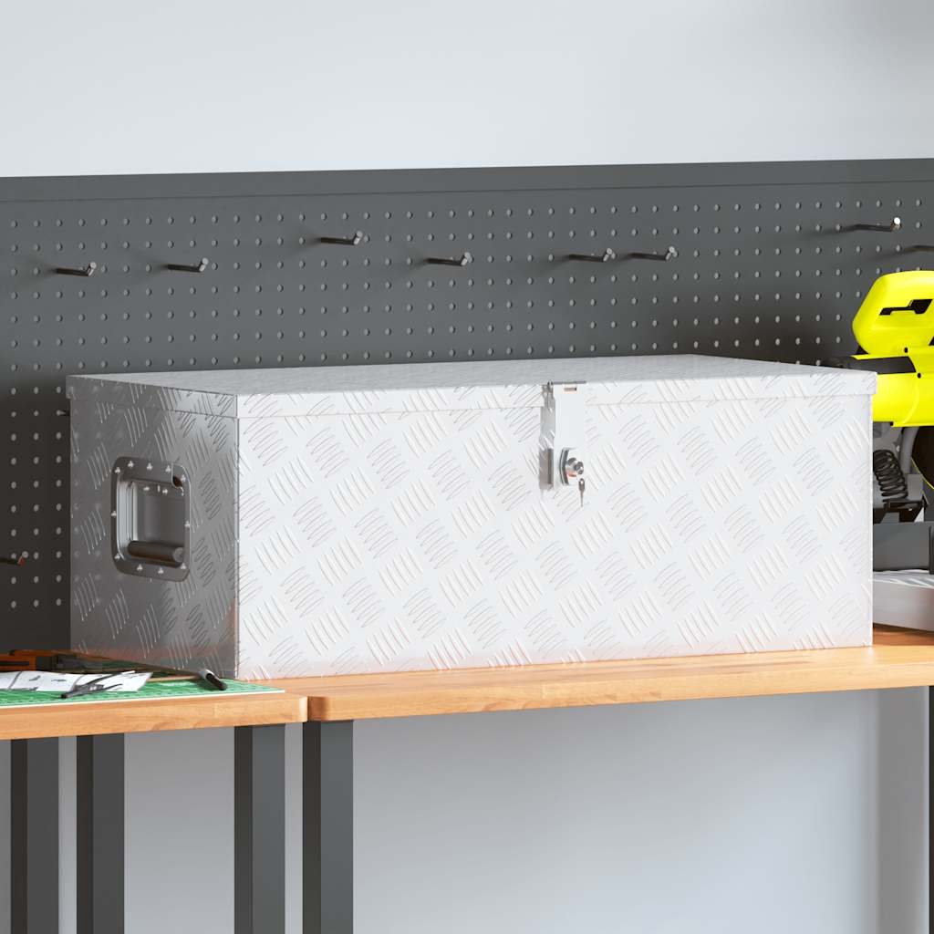 vidaXL Storage Box Silver 80x39x30 cm Aluminium | vidaXL.com.au
