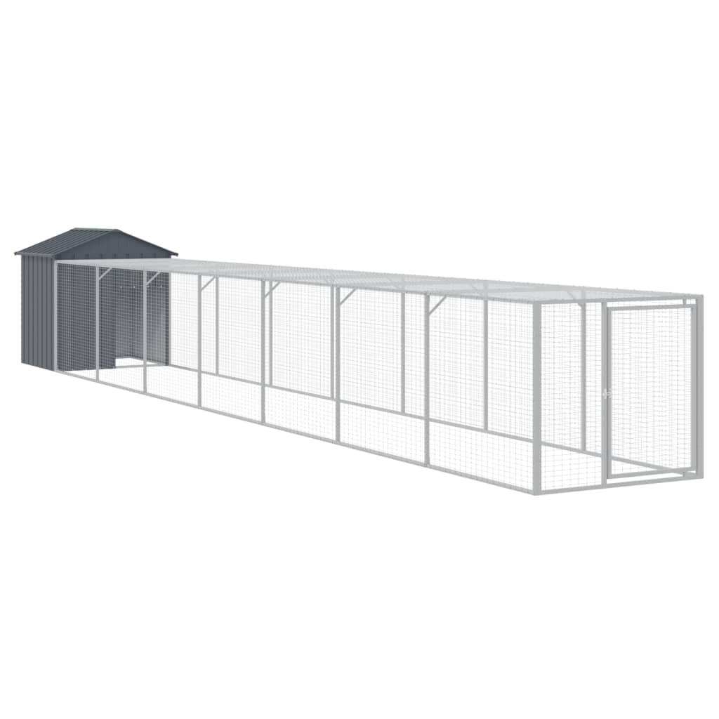 vidaXL Chicken Cage with Run Anthracite 117x813x123 cm Galvanised Steel ...