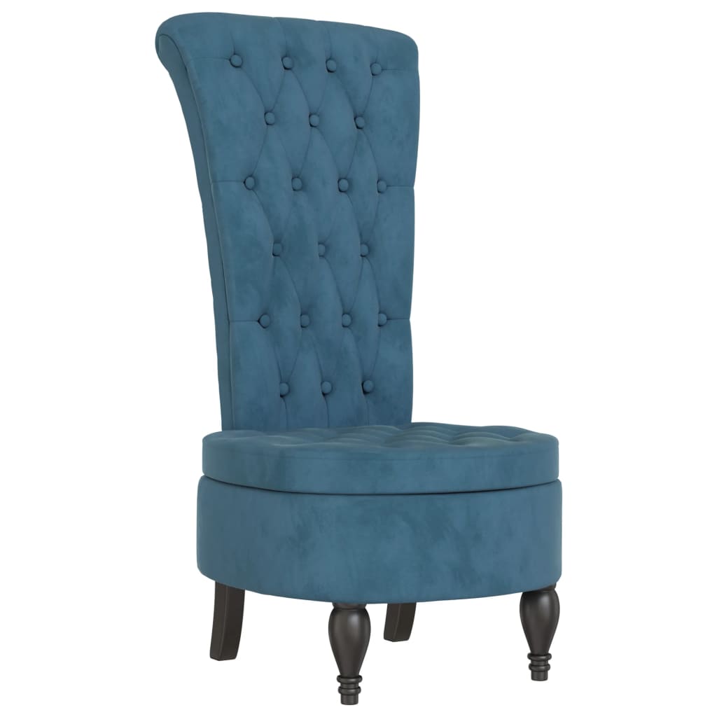 vidaXL High Back Chair Blue Velvet Button Design | vidaXL.com.au
