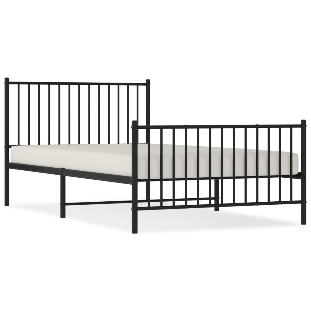 vidaXL Metal Bed Frame without Mattress with Footboard Black 107x203cm ...