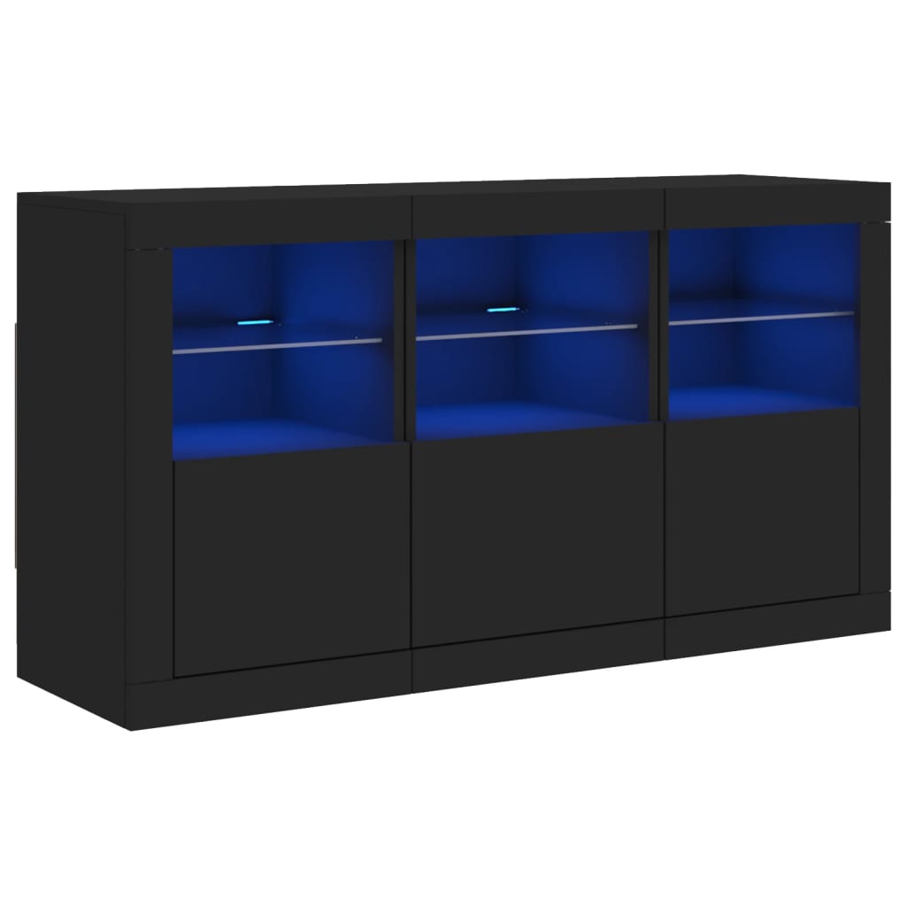vidaXL Sideboard with LED Lights Black 123x37x67 cm | vidaXL.com.au