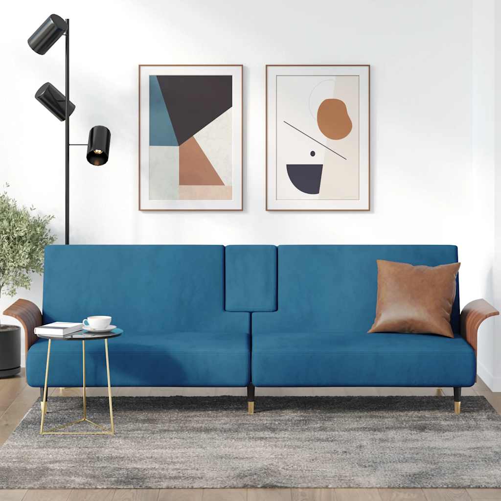 vidaXL Sofa Bed with Cup Holders Black Velvet | vidaXL.com.au