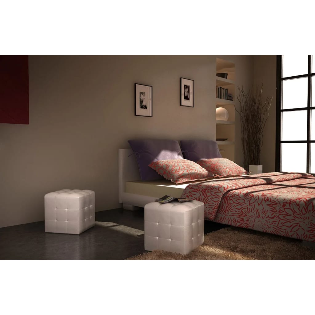 vidaXL Cubed Stools White | vidaXL.com.au