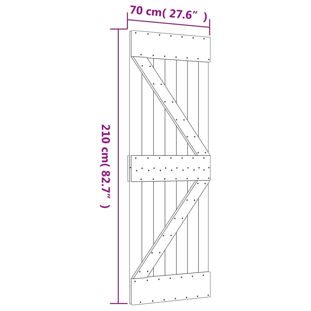 vidaXL Sliding Door with Hardware Set 70x210 cm Solid Wood Pine ...