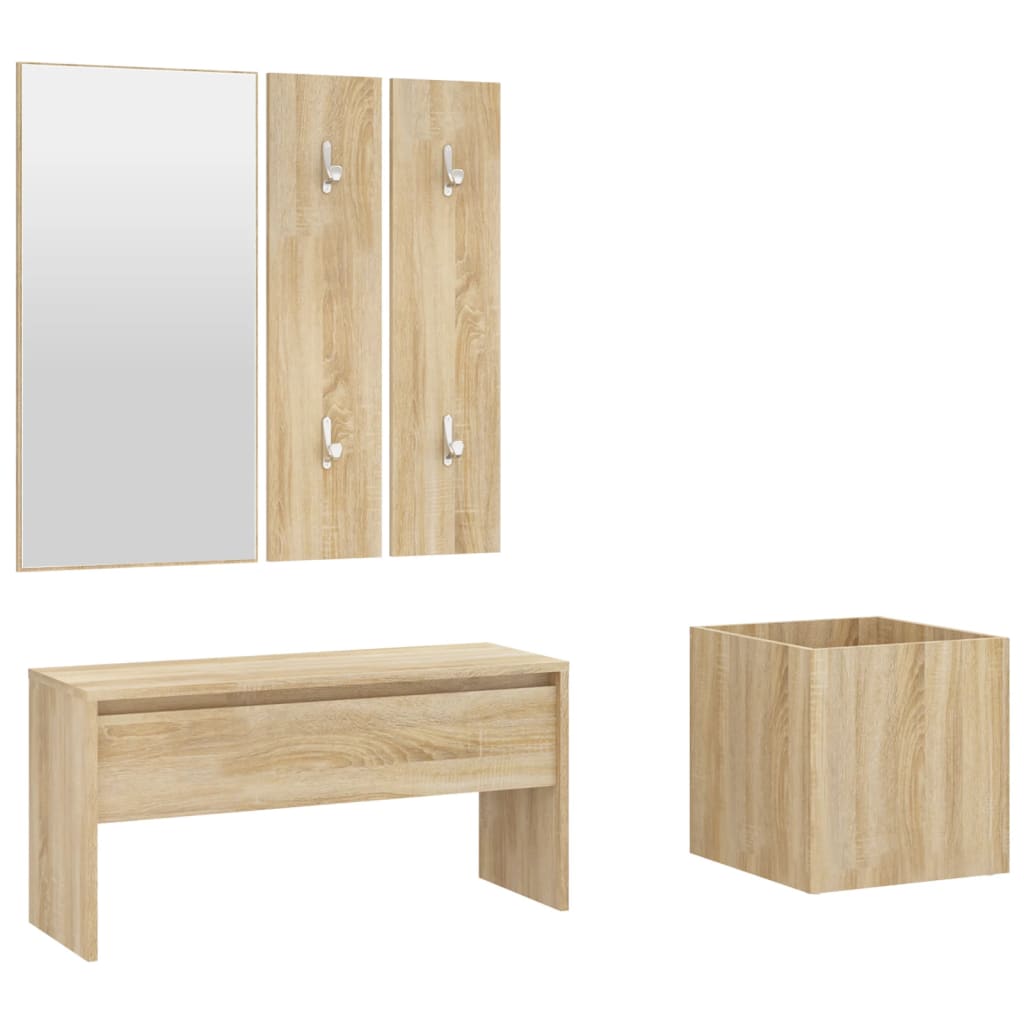 vidaXL Hallway Furniture Set Sonoma Oak Engineered Wood | vidaXL.com.au