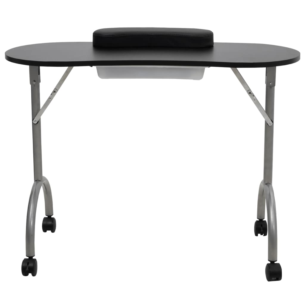 vidaXL Folding Manicure Nail Table with Castors Black | vidaXL.com.au