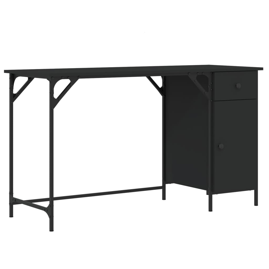 vidaXL Computer Desk Black 131x48x75 cm Engineered Wood | vidaXL.com.au