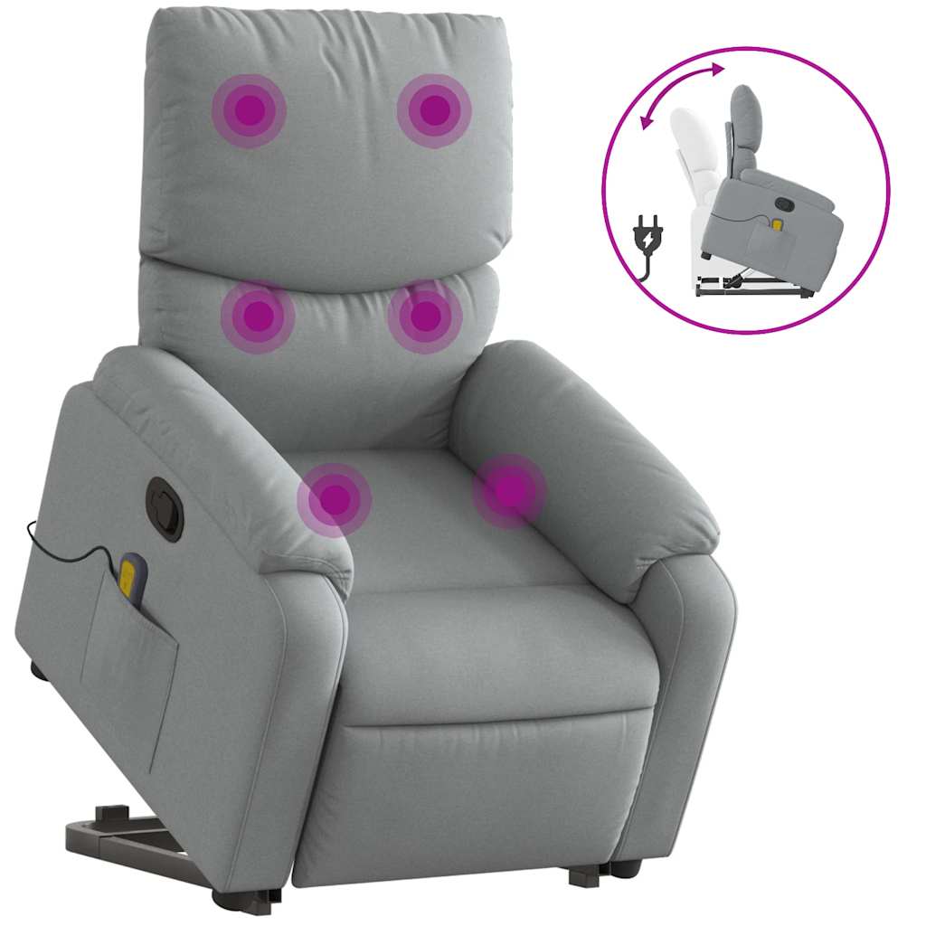 vidaXL Stand up Massage Recliner Chair Light Grey Fabric | vidaXL.com.au