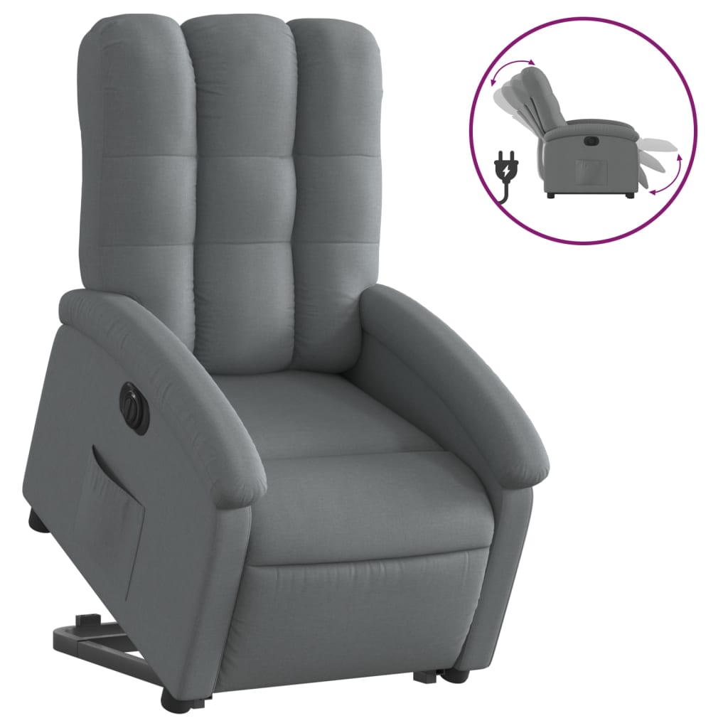 vidaXL Electric Stand up Recliner Chair Dark Grey Fabric | vidaXL.com.au