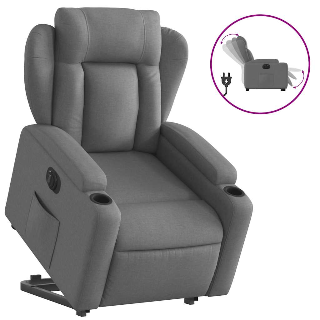 vidaXL Electric Stand up Recliner Chair Dark Grey Fabric | vidaXL.com.au