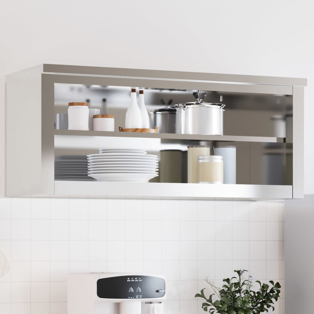 vidaXL Kitchen Wall Cabinet with Shelf Stainless Steel | vidaXL.com.au