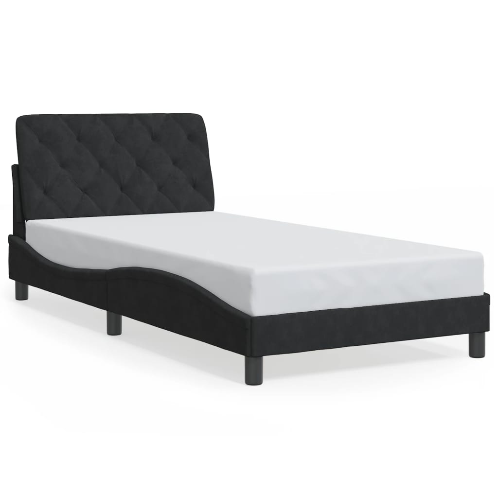 vidaXL Bed Frame without Mattress Black 107x203 cm King Single Velvet ...