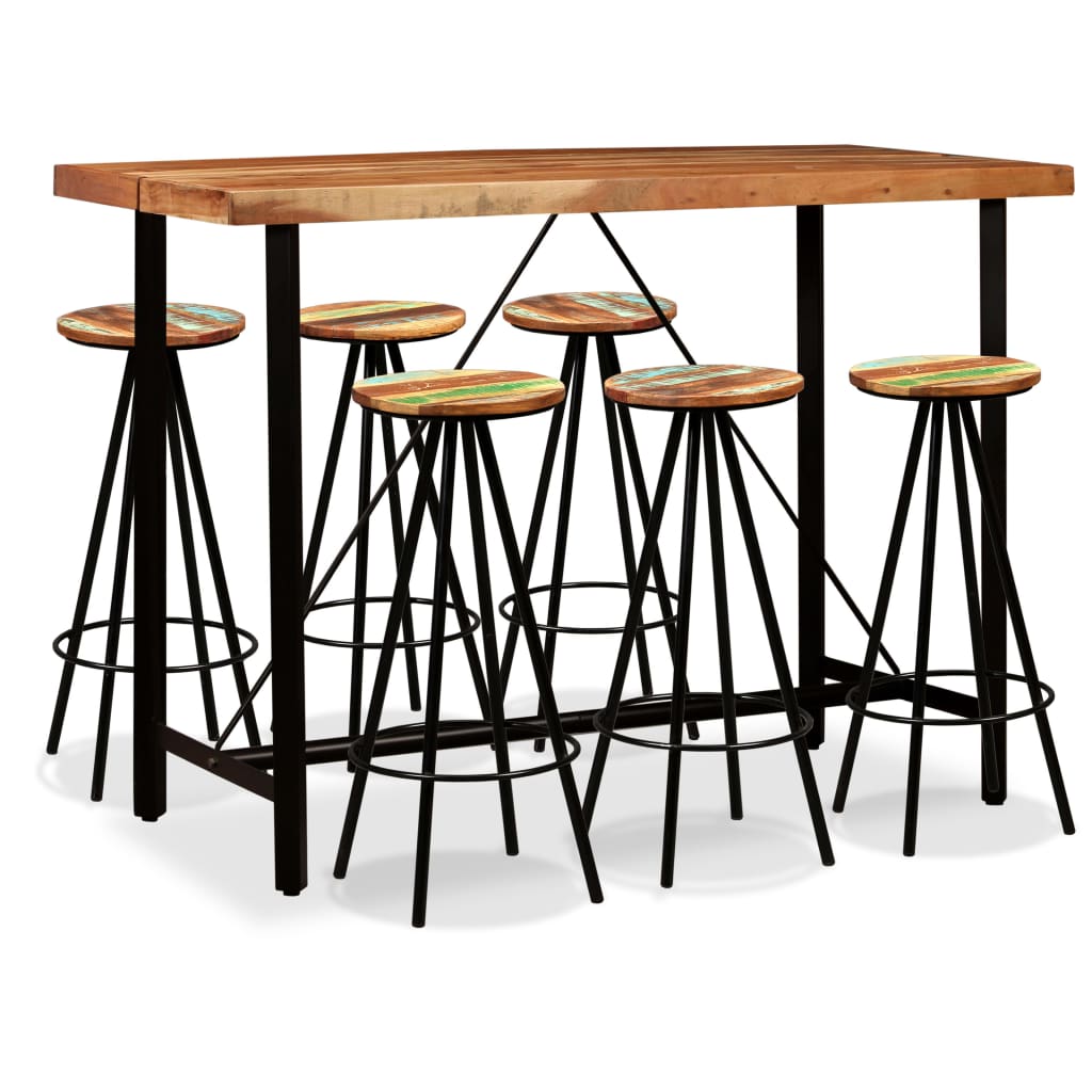 vidaXL Bar Set 7 Pieces Solid Acacia and Reclaimed Wood | vidaXL.com.au
