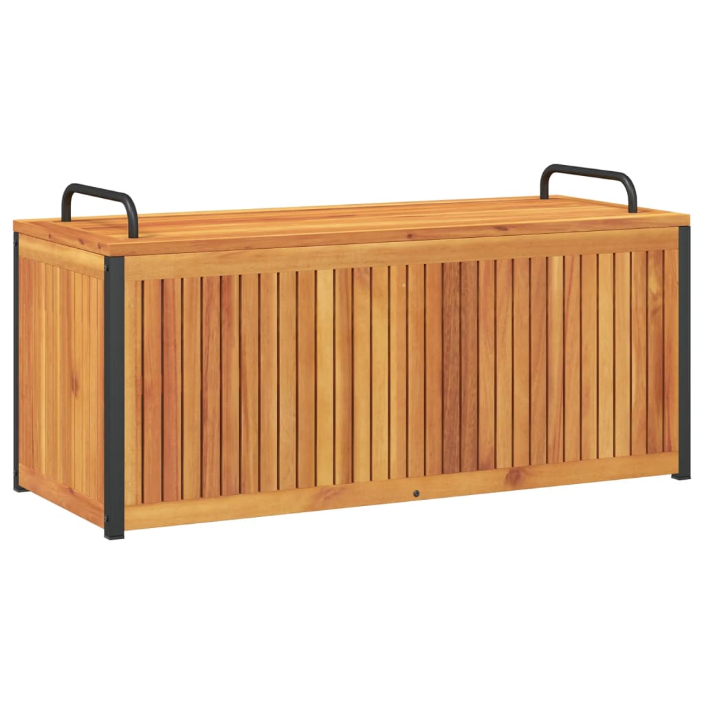 vidaXL Outdoor Cushion Box 110x45x42/53 cm Solid Wood Acacia and Steel ...