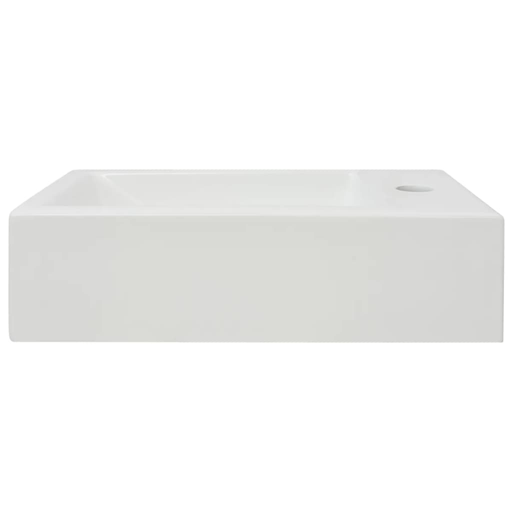 vidaXL Basin with Faucet Hole Rectangular Ceramic White 46x25.5x12 cm ...