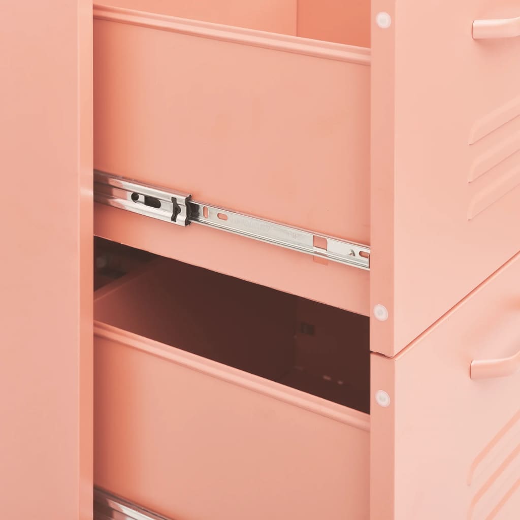 vidaXL Drawer Cabinet Pink 80x35x101.5 cm Steel | vidaXL.com.au