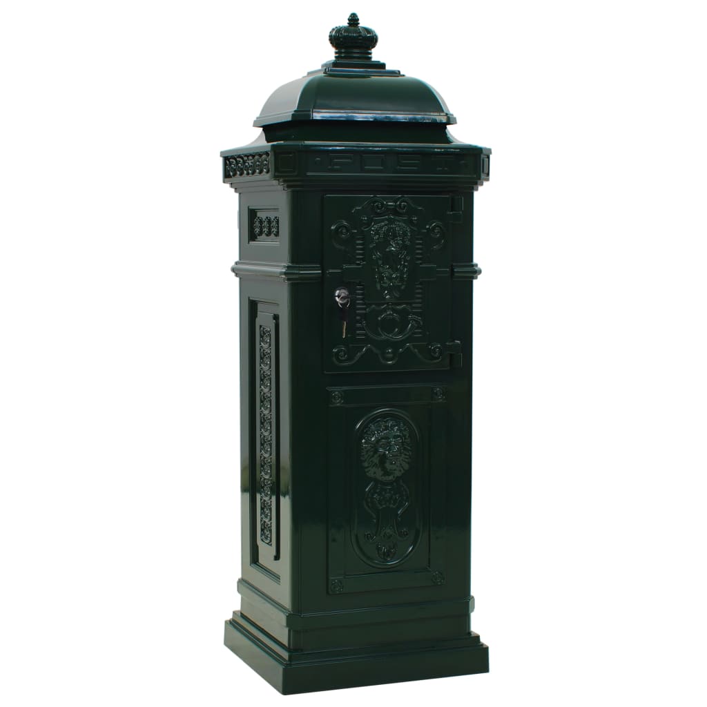vidaXL Pillar Letterbox Aluminium Vintage Style Rustproof Green ...