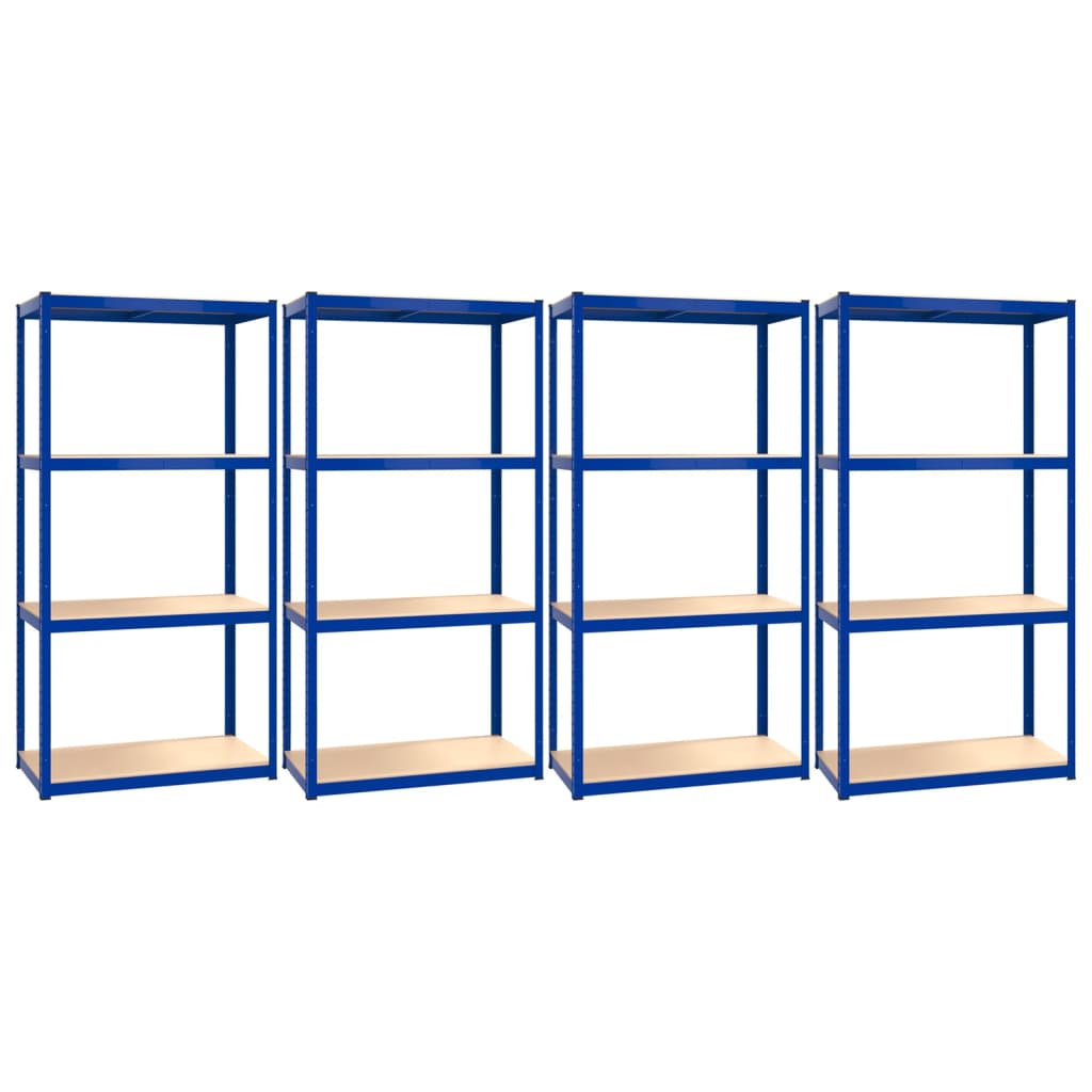 vidaXL 4-Layer Shelves 4 pcs Blue Steel&Engineered Wood | vidaXL.com.au