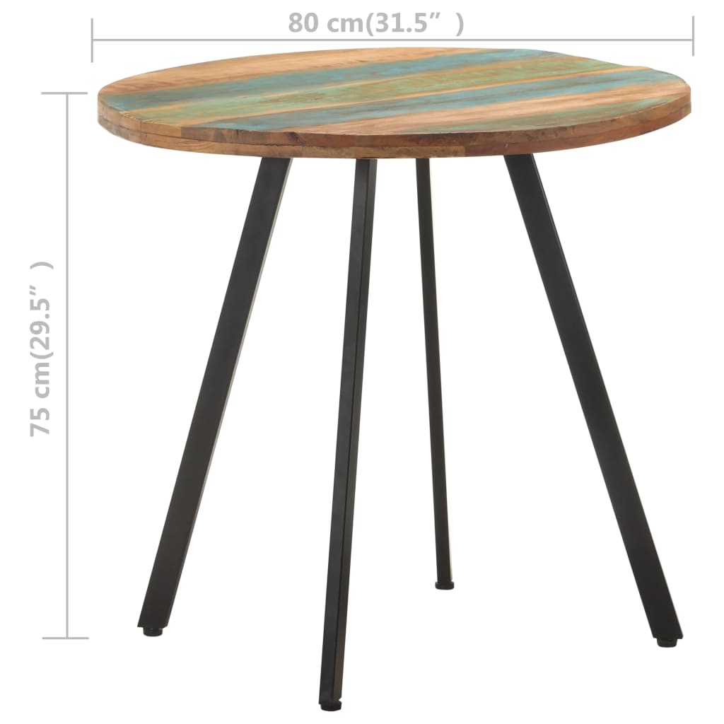 vidaXL Dining Table 80 cm Solid Reclaimed Wood | vidaXL.com.au