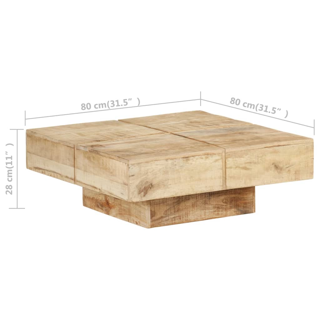 vidaXL Coffee Table 80x80x28 cm Solid Mango Wood | vidaXL.com.au