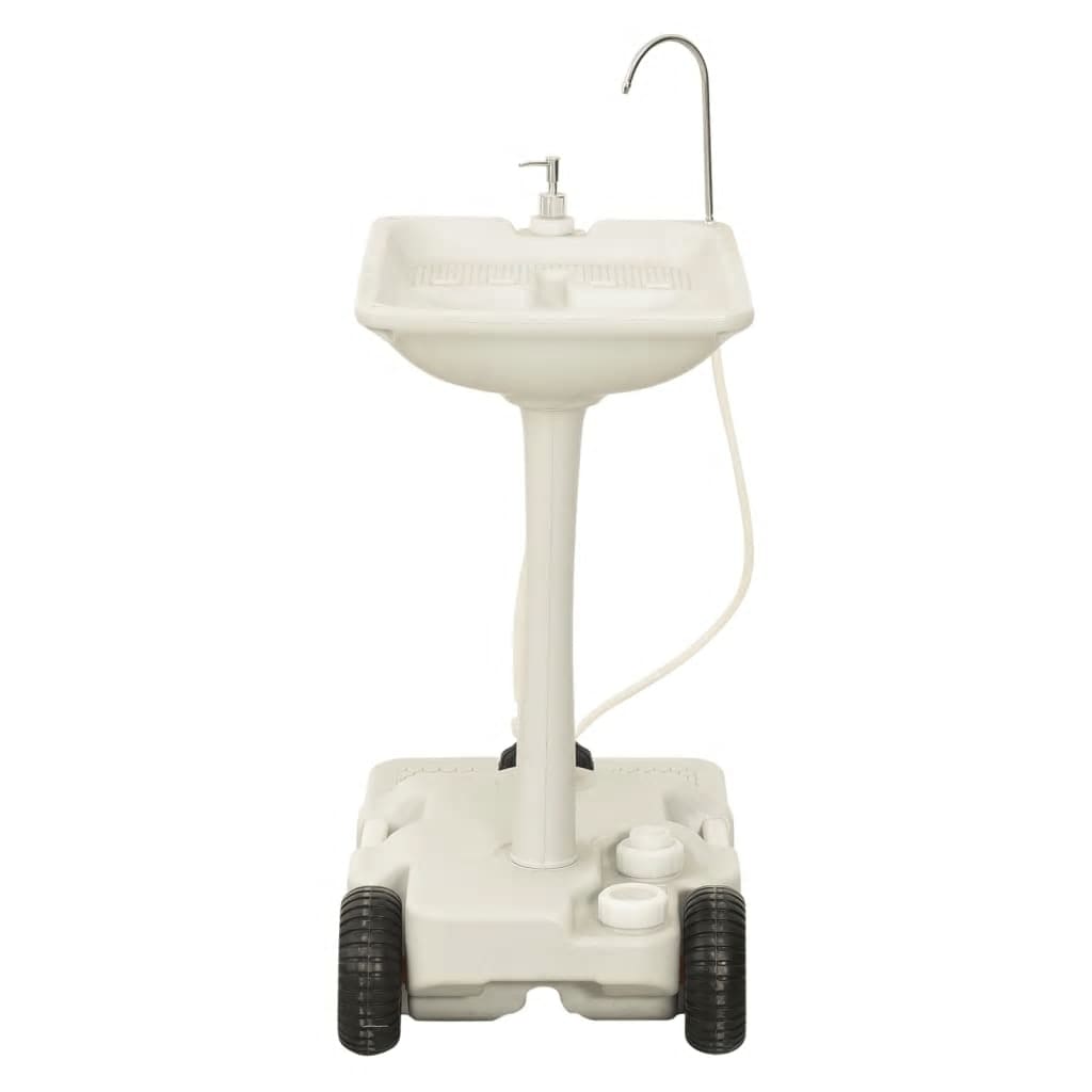 vidaXL Camping Hand Wash Stand with Wheeled Water Tank Grey | vidaXL.com.au