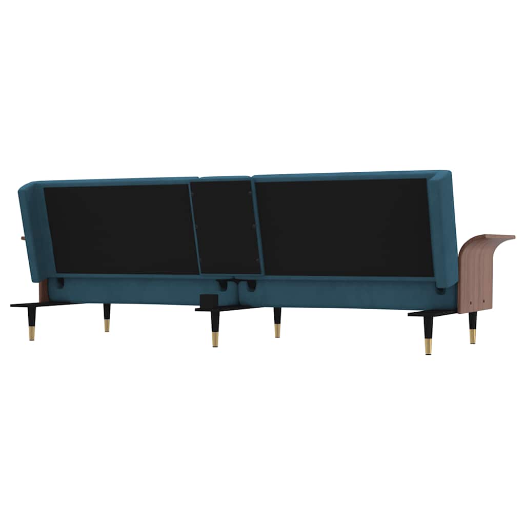 vidaXL Sofa Bed with Cup Holders Black Velvet | vidaXL.com.au