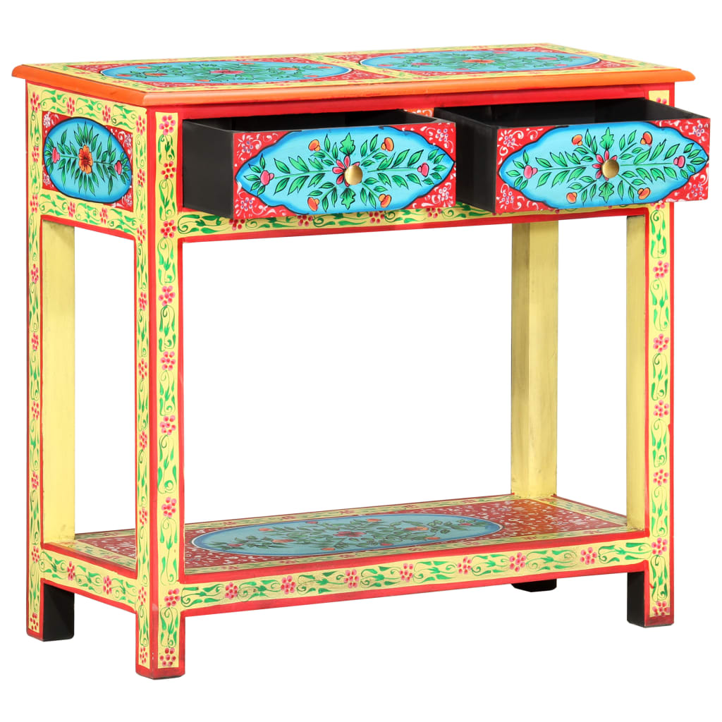vidaXL Hand Painted Console Table 80x35x75 cm Solid Mango Wood | vidaXL ...