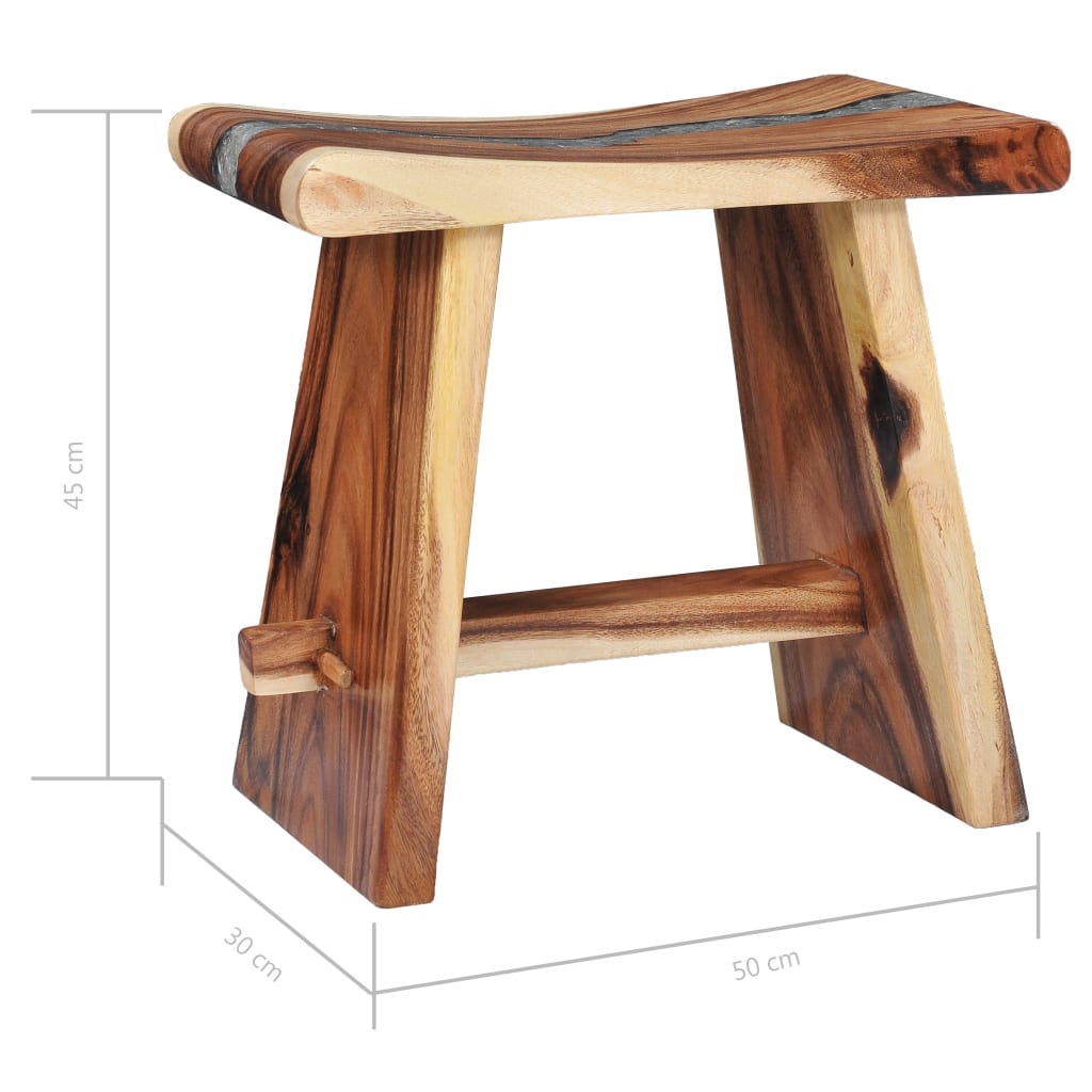 vidaXL Stool Solid Suar Wood and Polyresin | vidaXL.com.au