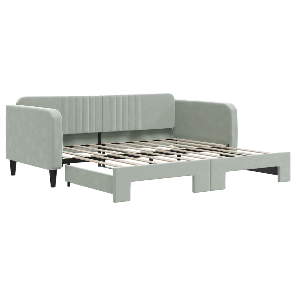 vidaXL Daybed with Trundle without Mattress Light Grey 90x190 cm ...