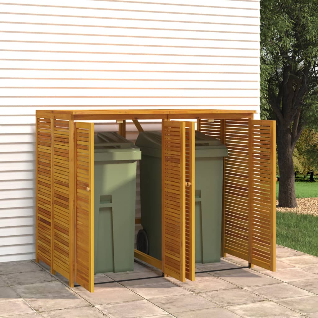 vidaXL Double Garbage Bin Shed 140x89x117 cm Solid Wood Acacia | vidaXL ...