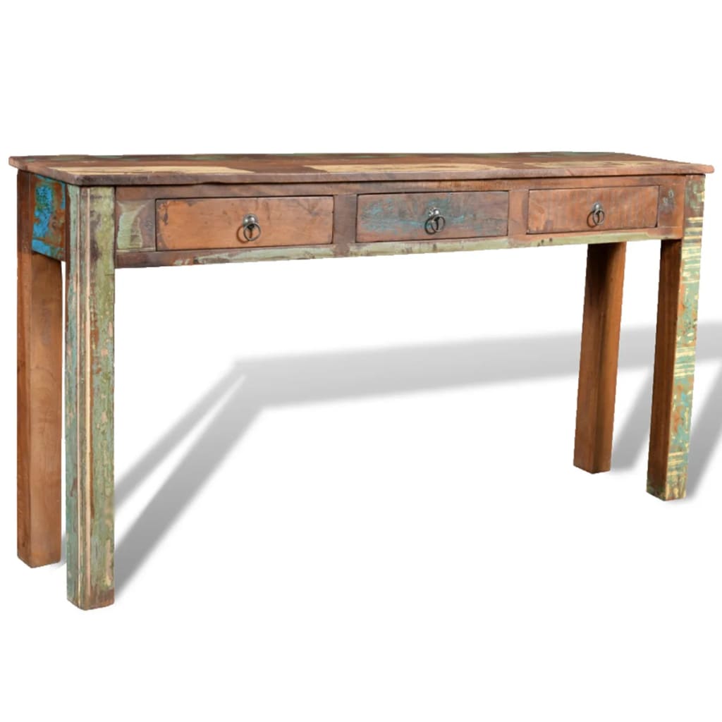 vidaXL Console Table with 3 Drawers Reclaimed Wood | vidaXL.com.au