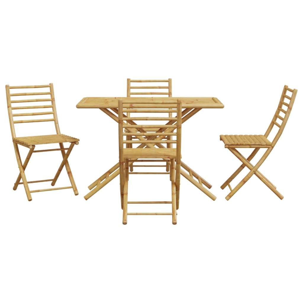 vidaXL Garden Dining Set | Natural Bamboo | Bamboo | Medium | Foldable ...