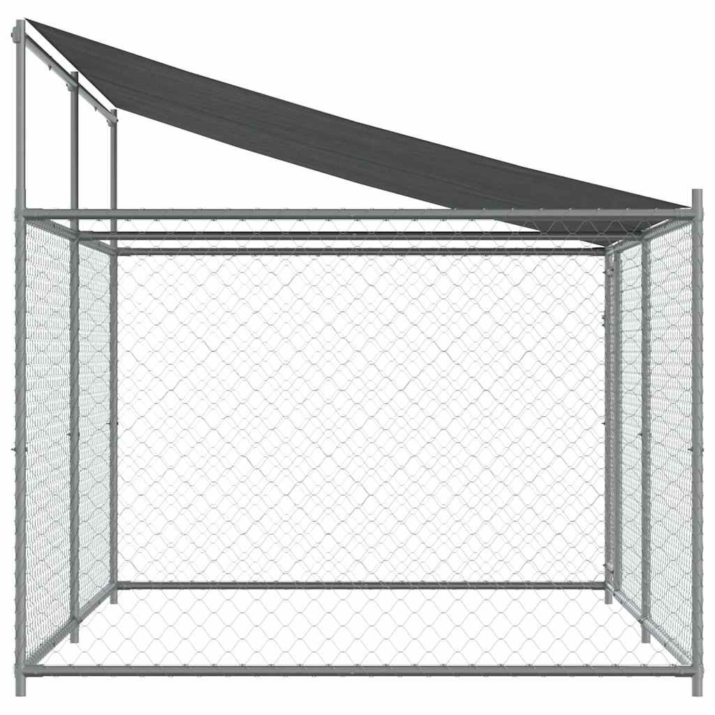 vidaXL Dog Cage with Roof and Door Grey 4x2x2 m Galvanised Steel ...