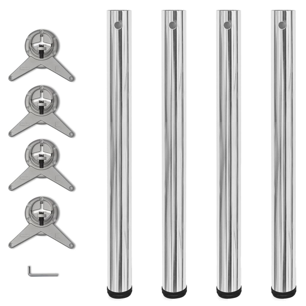 4 Height Adjustable Table Legs Chrome 710 mm | vidaXL.com.au