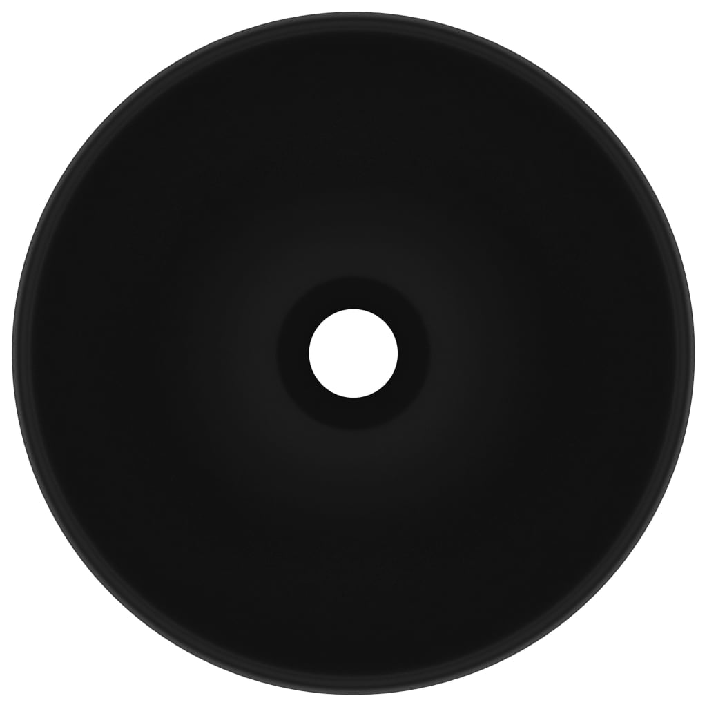 vidaXL Luxury Bathroom Basin Round Matt Black 32.5x14 cm Ceramic ...