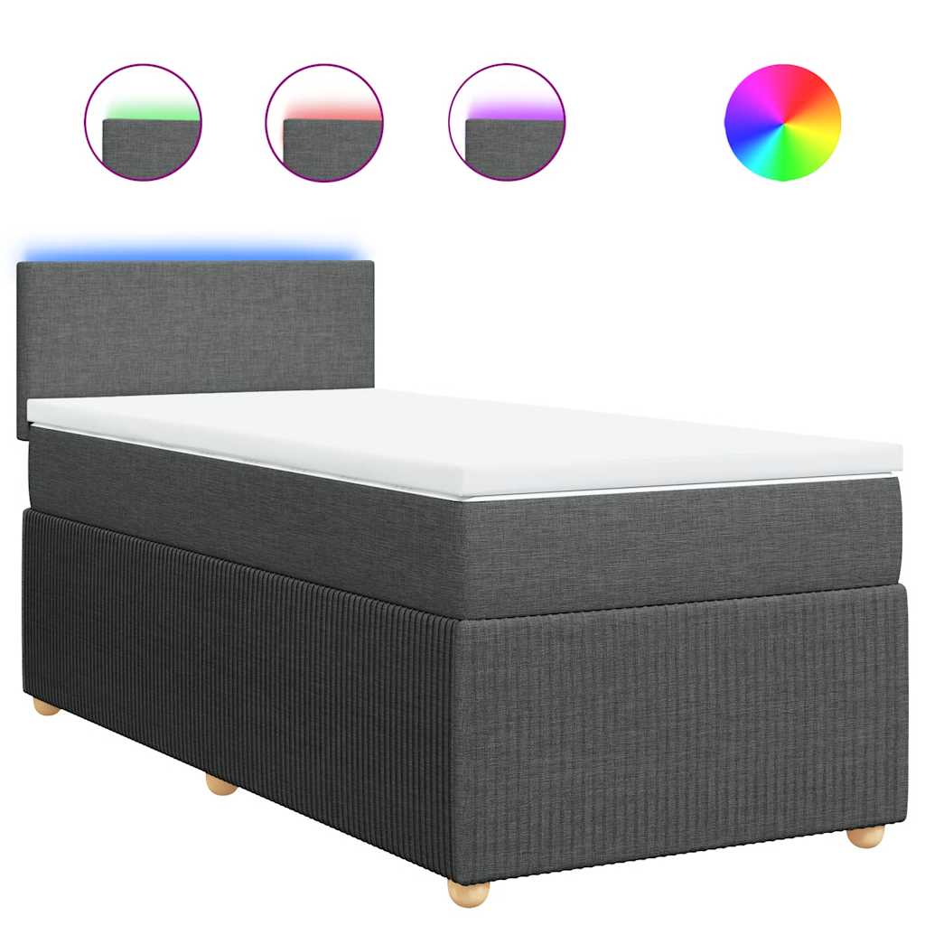vidaXL Box Spring Bed with Mattress Light Grey King Single Fabric ...