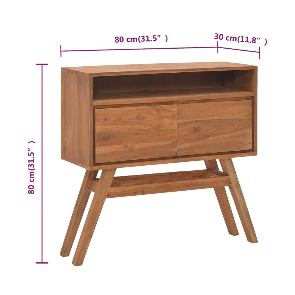 vidaXL Console Table 80x30x80 cm Solid Teak Wood | vidaXL.com.au