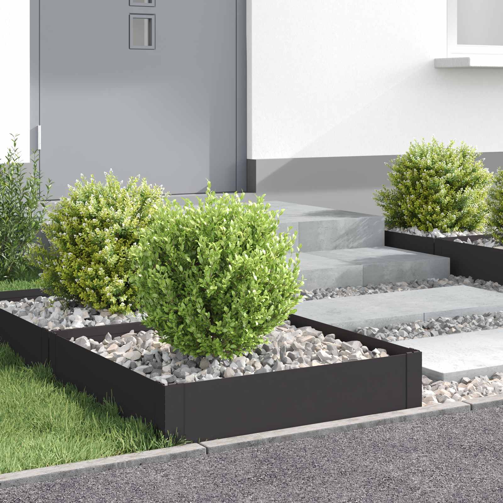 vidaXL Lawn Edging 4 pcs 60 x 60 x 20 cm Steel Black | vidaXL.com.au