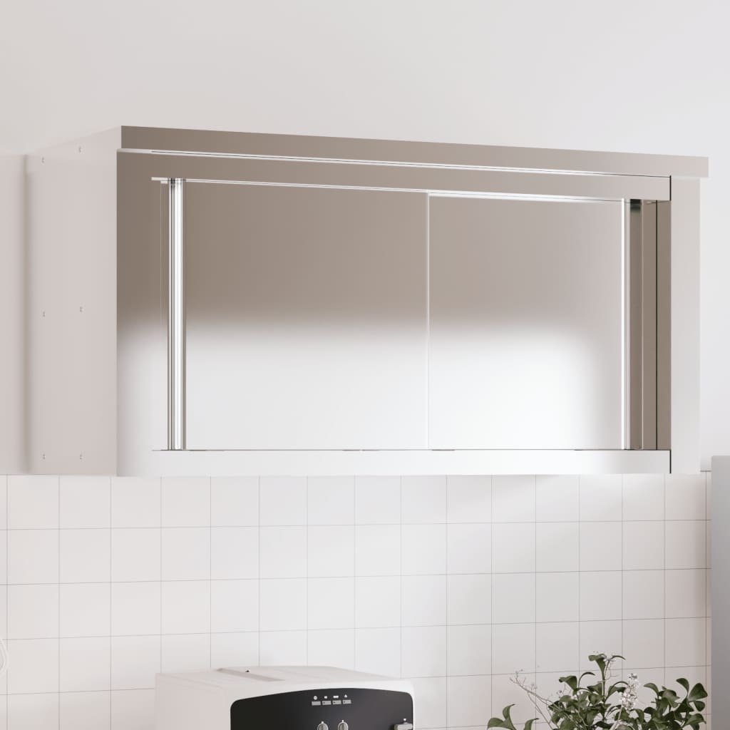vidaXL Kitchen Wall Cabinet with Sliding Doors Stainless Steel | vidaXL ...