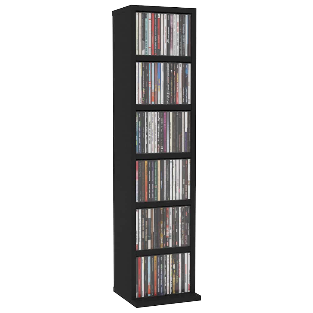 vidaXL CD Cabinet Black 21x20x88 cm Engineered Wood | vidaXL.com.au