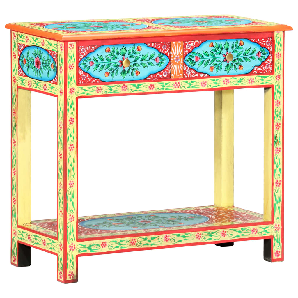 vidaXL Hand Painted Console Table 80x35x75 cm Solid Mango Wood | vidaXL ...