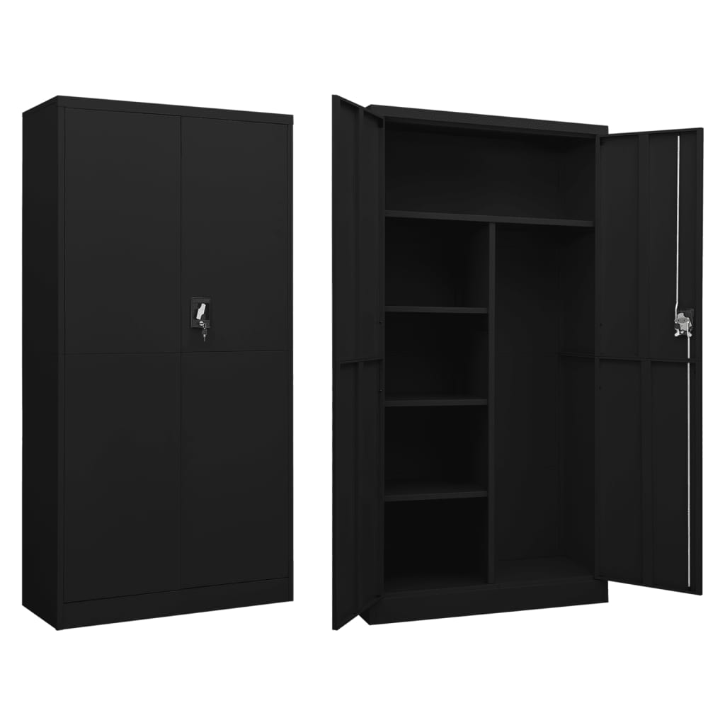 vidaXL Locker Cabinet Black 90x40x180 cm Steel | vidaXL.com.au